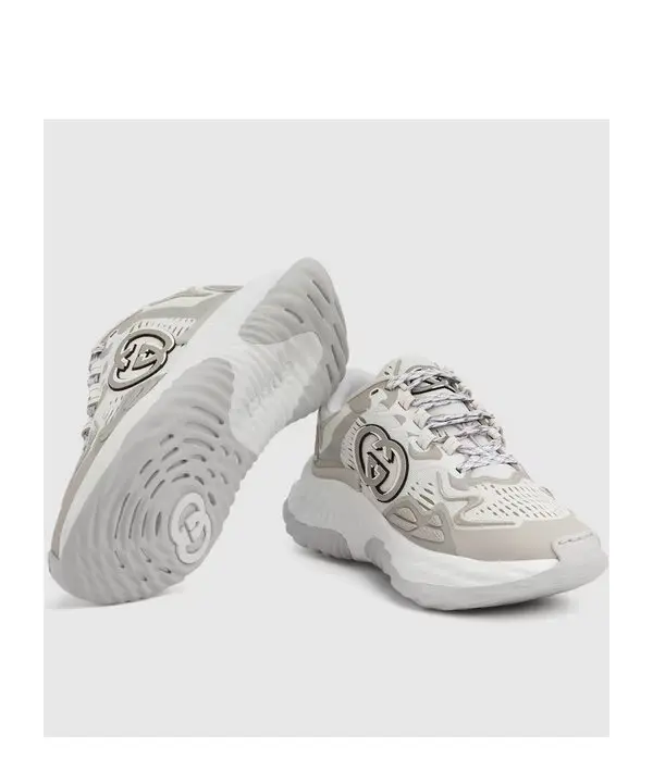 Gucci Ripple Lace-up Sneakers - White/grey