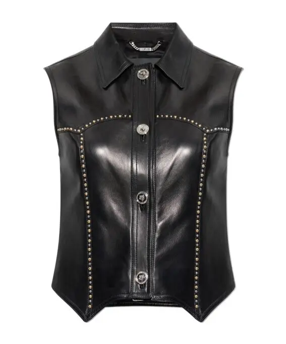 Versace Stud-embellished Lapel Collar Sleeveless Gilet