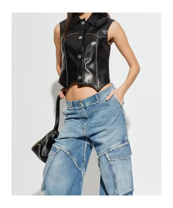 Versace Stud-embellished Lapel Collar Sleeveless Gilet
