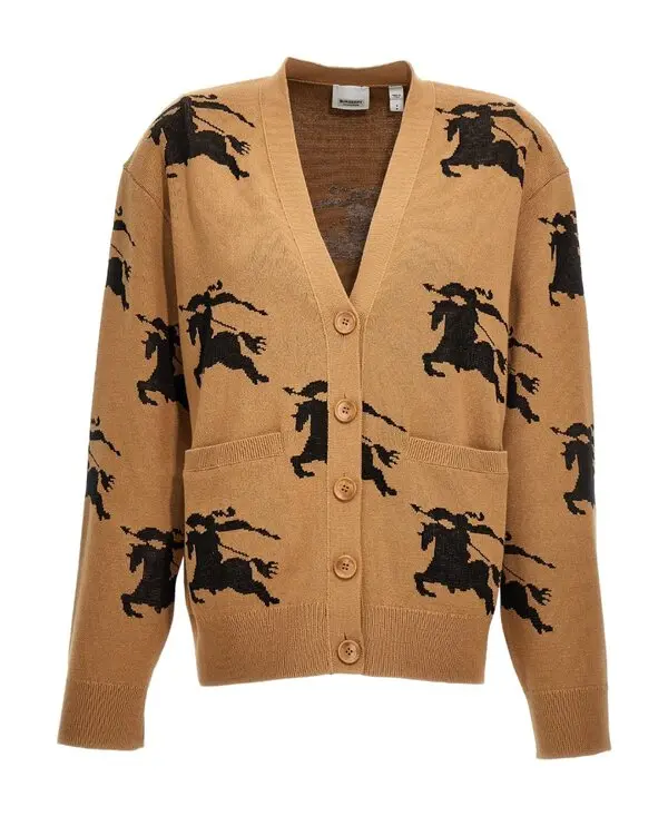 Burberry Ekd Jacquard V-neck Cardigan - Brown
