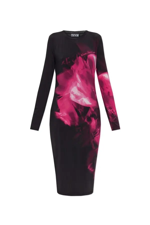 Versace Graphic Pattern Midi Dress - Black