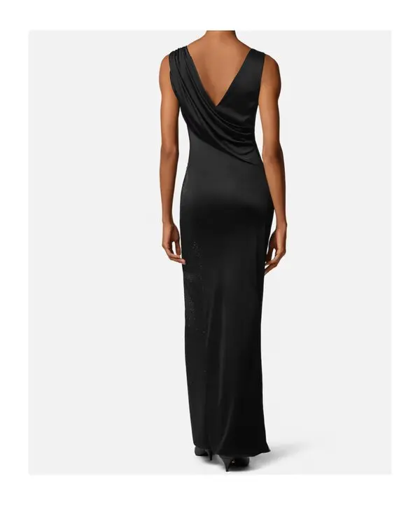 Versace Sleeveless Draped Dress With Medusa '95 Hardware - Black