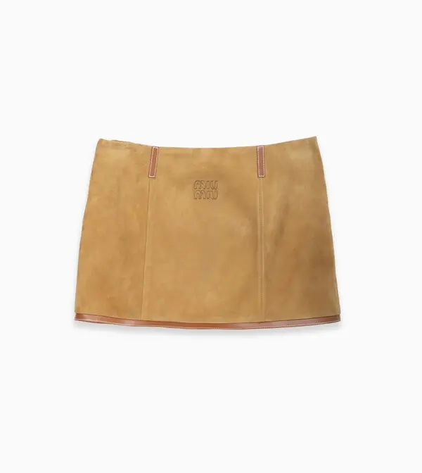 Miu Miu Suede Mini Skirt With Calfskin Trim