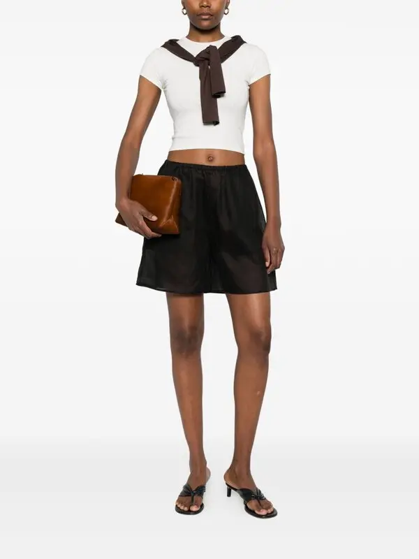 TOTEME Elasticated Waistband Straight Hem Shorts - Black
