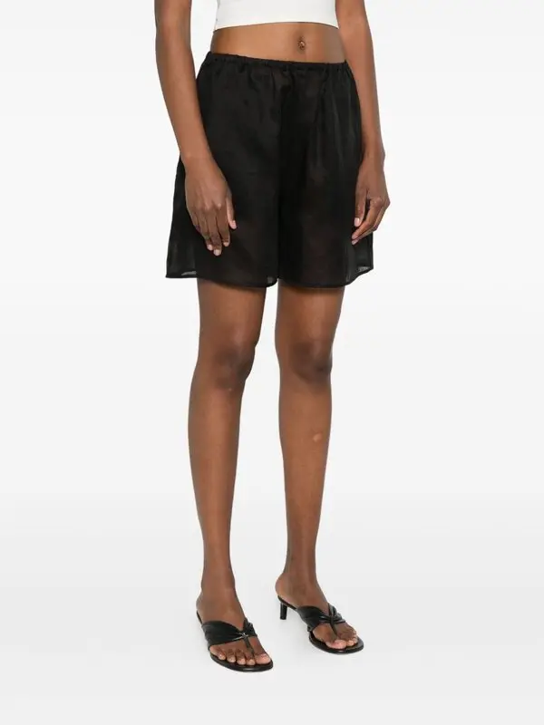 TOTEME Elasticated Waistband Straight Hem Shorts - Black