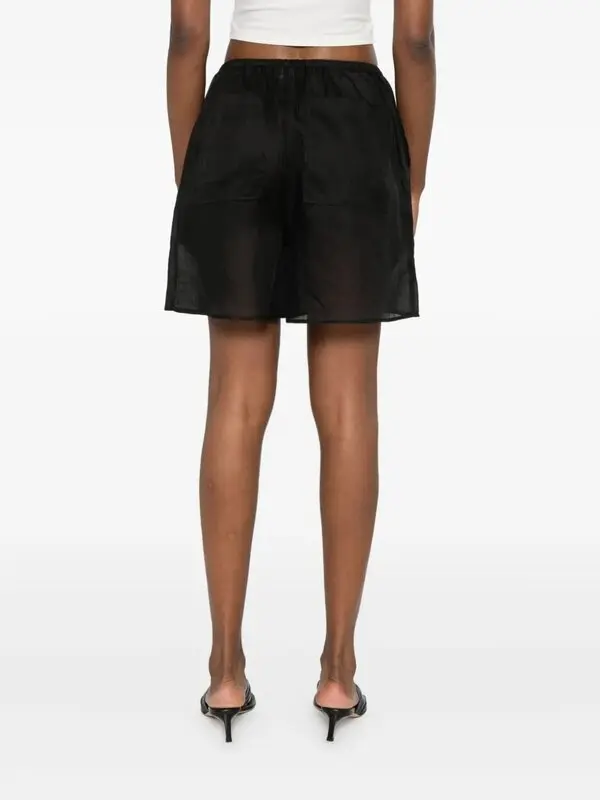 TOTEME Elasticated Waistband Straight Hem Shorts - Black