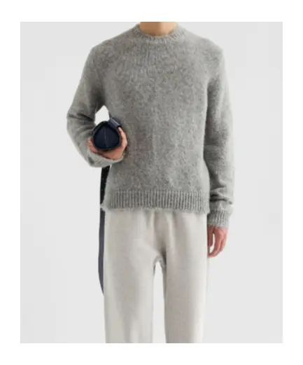 JIL SANDER Midweight Alpaca Wool Crew-neck Sweater - Light Gray