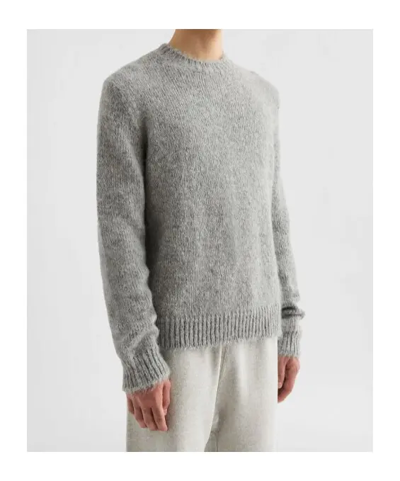 JIL SANDER Midweight Alpaca Wool Crew-neck Sweater - Light Gray