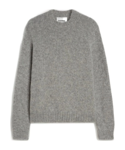 JIL SANDER Midweight Crew-neck Jumper In Alpaca Wool - Light Grey