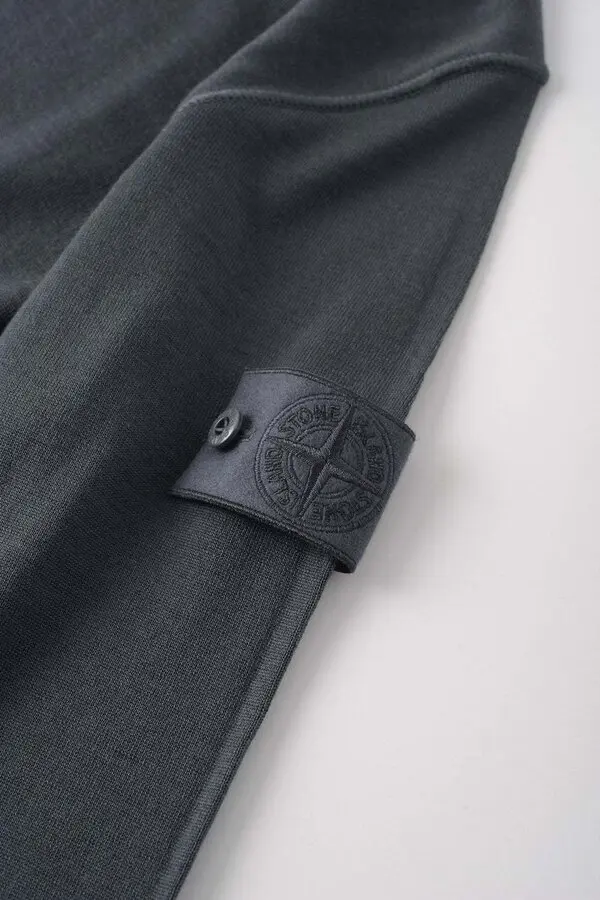 Stone Island Logo Patch Knitted Polo Shirt