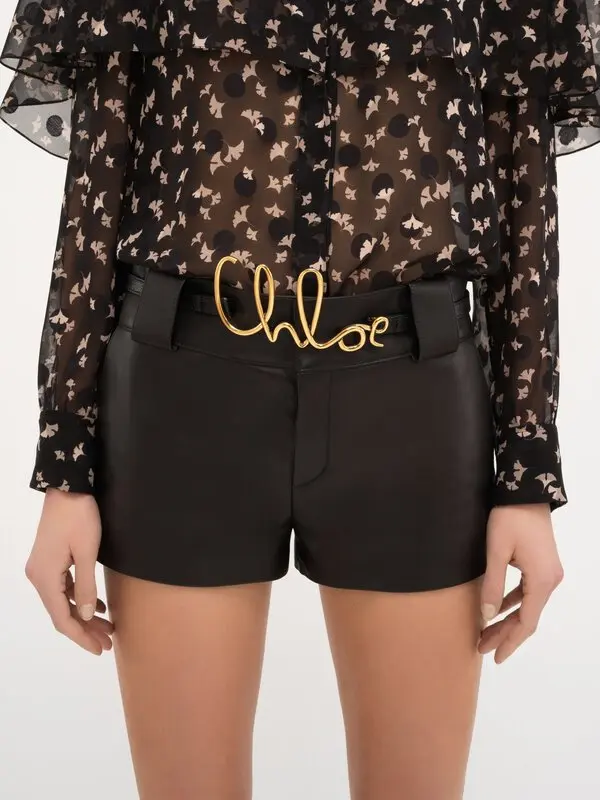 Chloé Iconic Small Belt With Gold Tone Logo - Black
