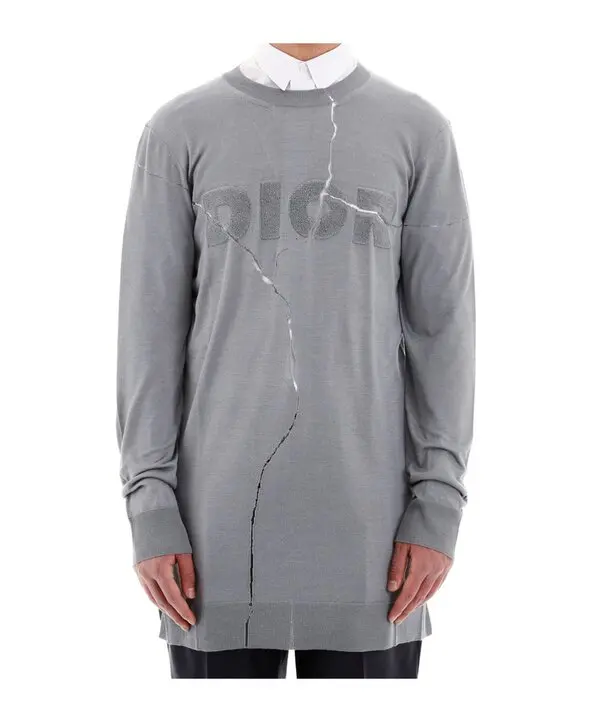 Dior Grey Knitted Round Neck Pullover