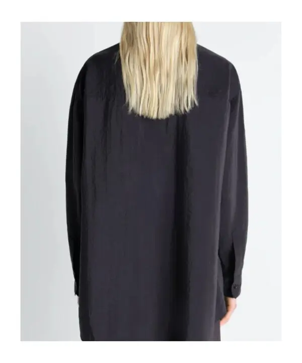 LEMAIRE Long-sleeved Pleated Shirt With Front Tie Detail - Black