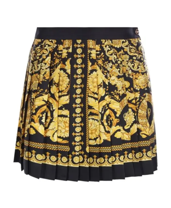 Versace Printed Pleated High-waist Mini Skirt - Black