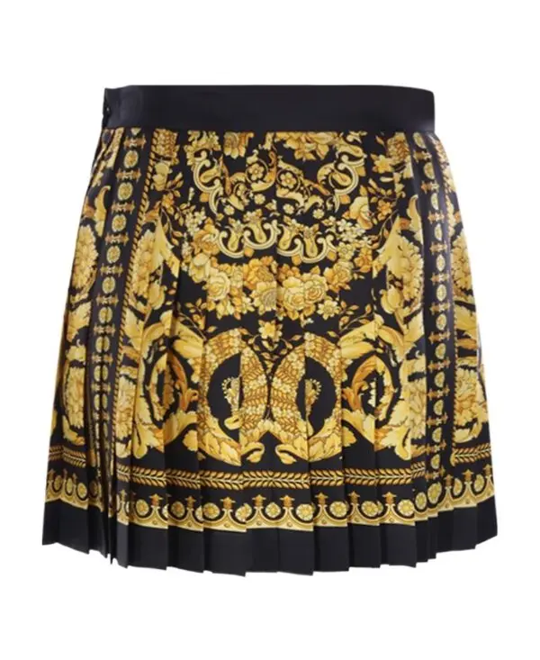 Versace Printed Pleated High-waist Mini Skirt - Black