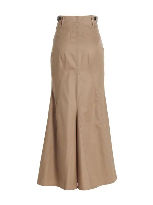 Burberry High-waist Flared Gabardine Maxi Skirt