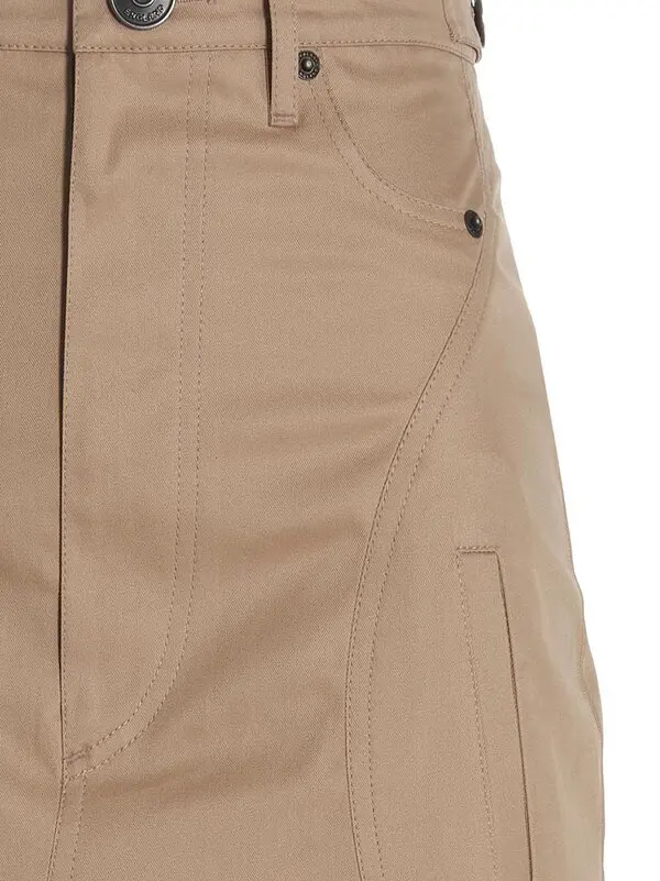 Burberry High-waist Flared Gabardine Maxi Skirt