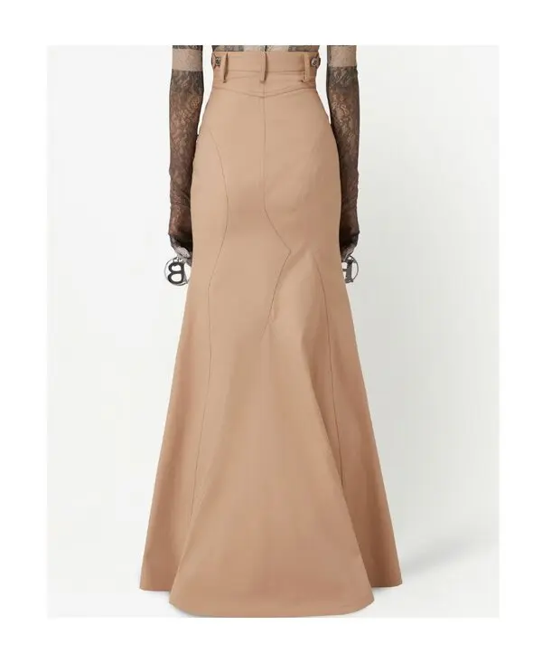Burberry High-waist Flared Gabardine Maxi Skirt