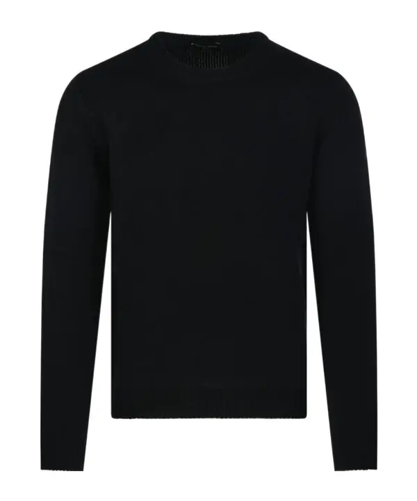 ROBERTO COLLINA Round Neck Knitwear With Ribbed Trims - Black