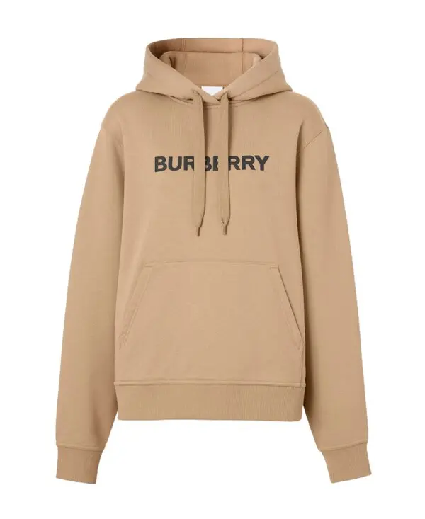 Burberry Logo Print Drawstring Hoodie - Nude