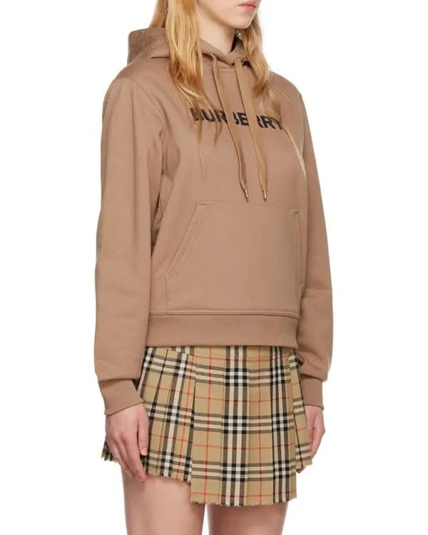 Burberry Logo Print Drawstring Hoodie - Nude