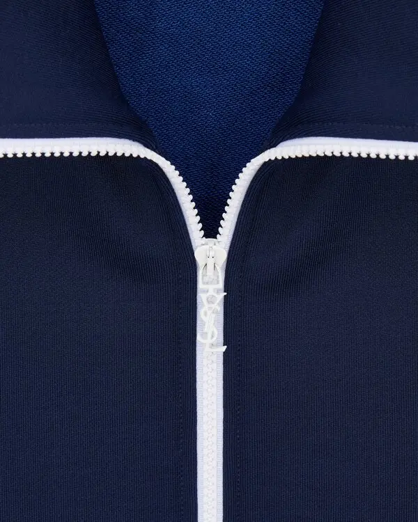 Saint Laurent Zip-up High Neck Track Jacket With Ribbed Details