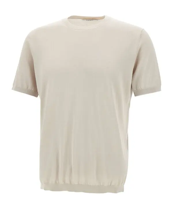 KANGRA Ribbed Short-sleeve Knitwear - Beige
