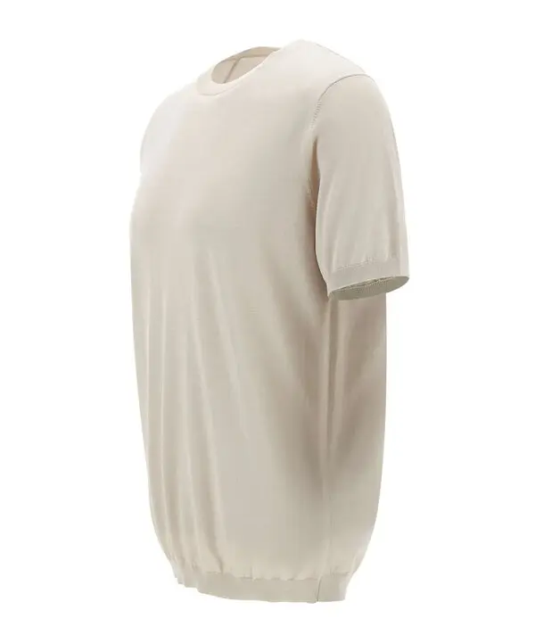 KANGRA Ribbed Short-sleeve Knitwear - Beige