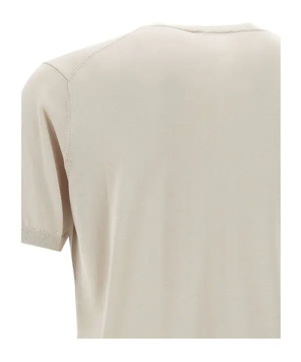 KANGRA Ribbed Short-sleeve Knitwear - Beige