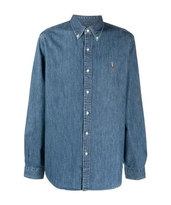Polo Ralph Lauren Logo Embroidered Denim Shirt - Blue