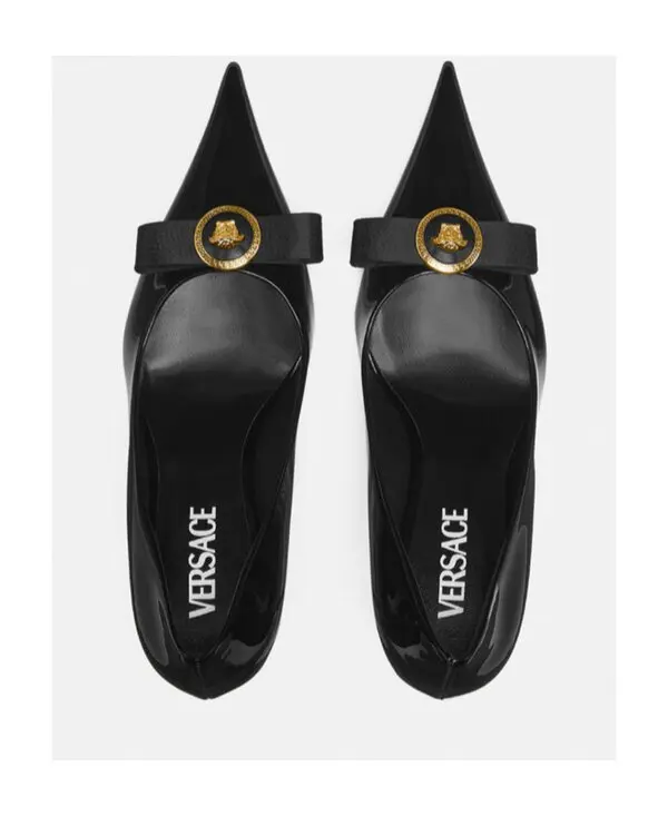 Versace Pointed Toe Pumps With Medusa Detail