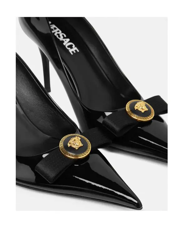Versace Pointed Toe Pumps With Medusa Detail