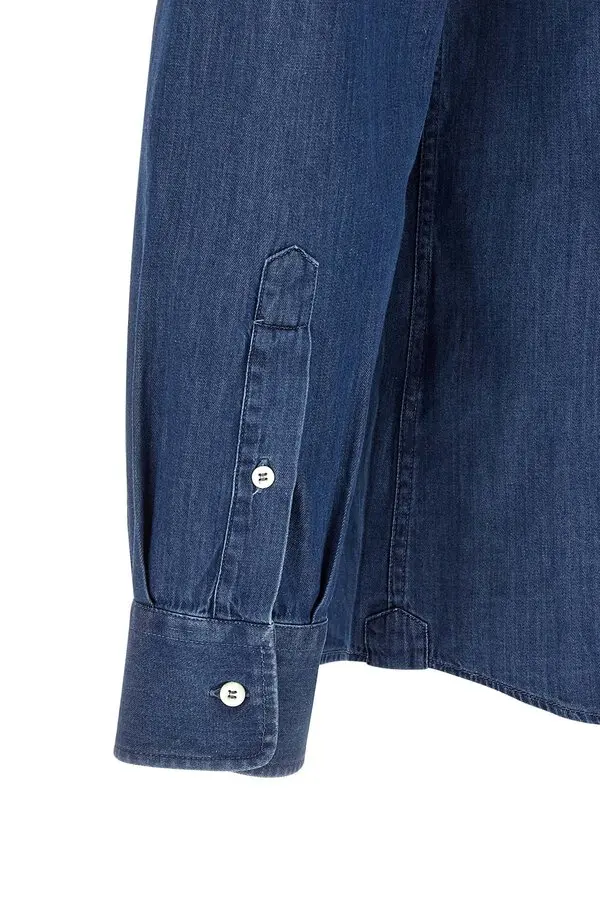 Brunello Cucinelli Curved Hem Buttoned Denim Shirt