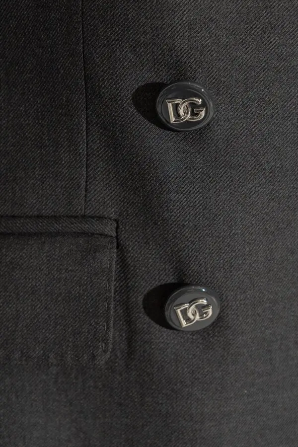 Dolce & Gabbana Double-breasted Coat With Logo Buttons - Grey