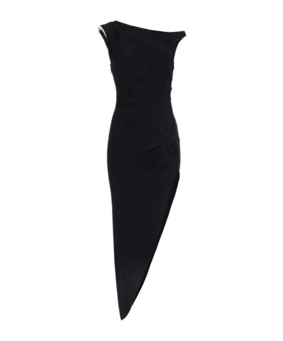 Elisabetta Franchi Draped Asymmetrical Midi Dress