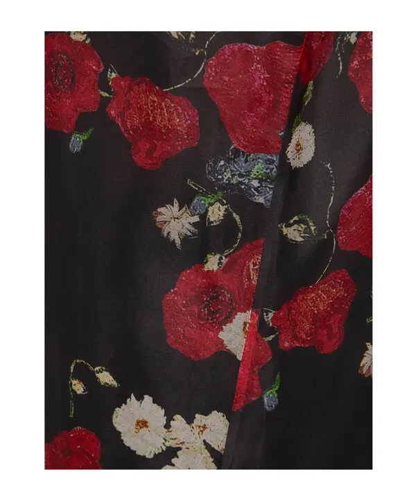 Khaite Merith Dress With Floral Print And Asymmetrical Hem - Blackred