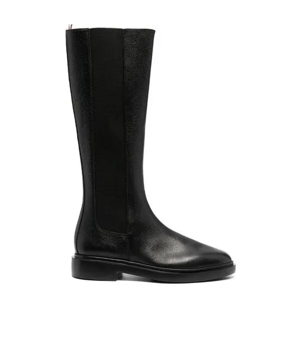 Thom Browne Knee-high Chelsea Boots With Signature Stripes - Black