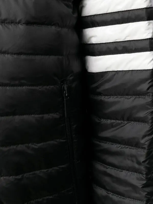 Thom Browne Quilted Zip-up Hooded Down Jacket With Signature Stripes - Black