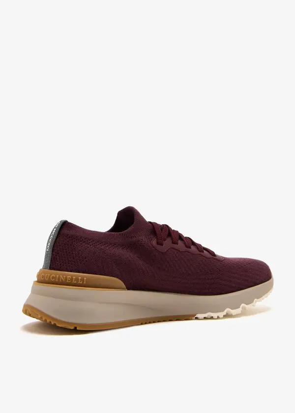Brunello Cucinelli Knitted Lace-up Sneakers - Brown