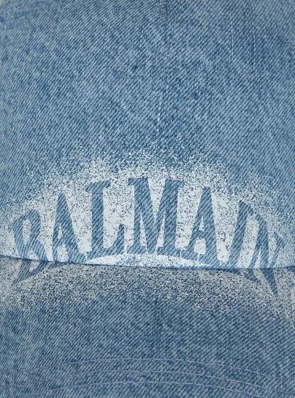 Balmain Logo Detailed Denim Baseball Cap - Blue