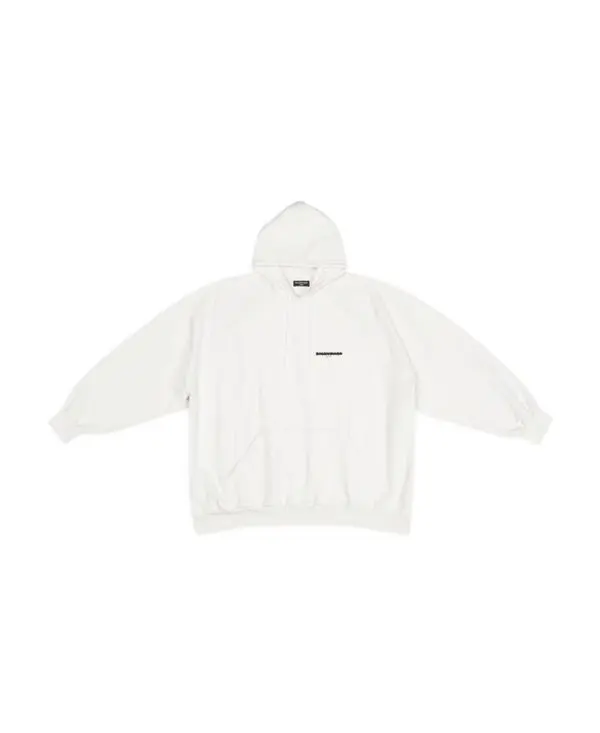 Balenciaga Logo Printed Long-sleeved Hoodie - White