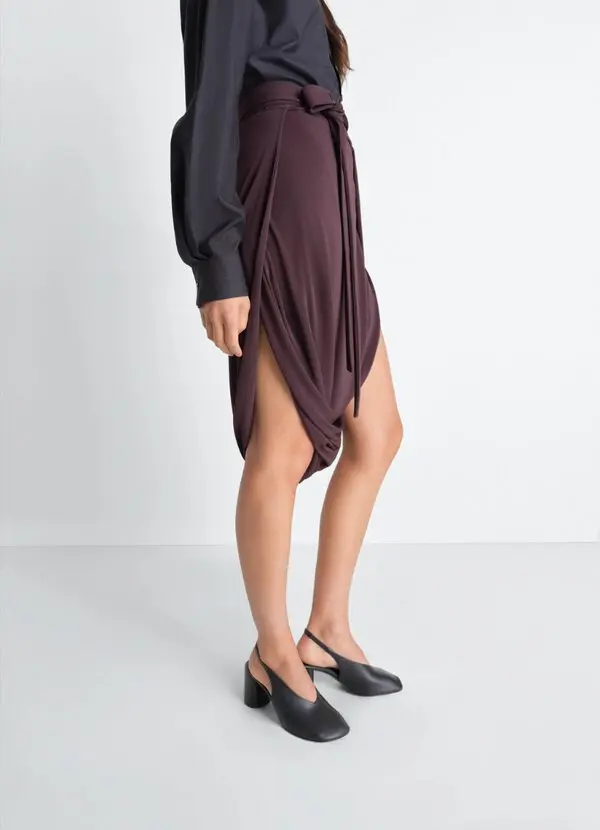 LEMAIRE Tie-detail Draped Midi Skirt - Fig