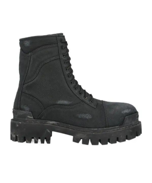 Balenciaga Strike Lace-up Combat Boots - Black