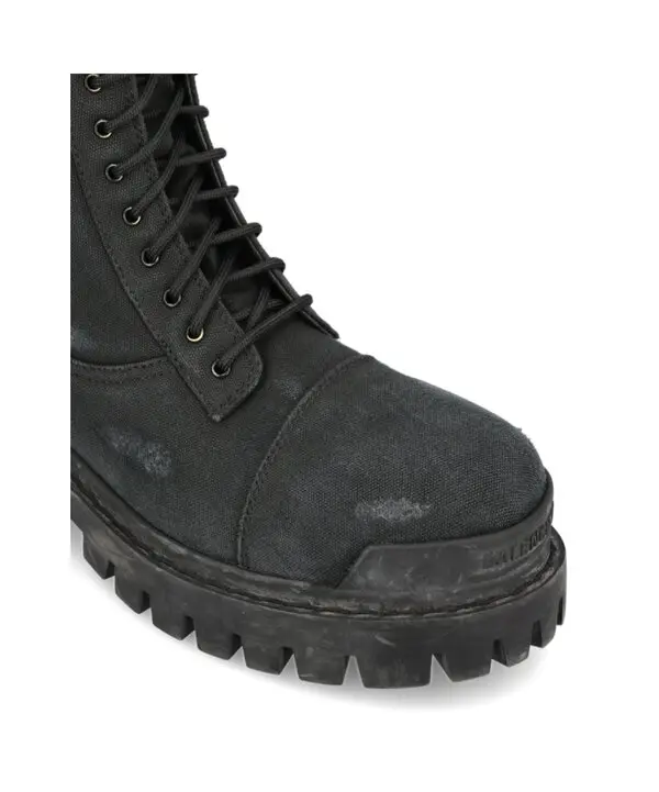 Balenciaga Strike Lace-up Combat Boots - Black