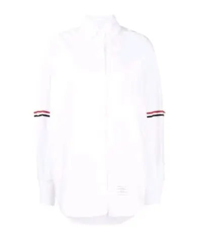 Thom Browne Striped Trim Cotton Shirt - White