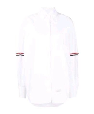 Thom Browne Striped Trim Cotton Shirt - White