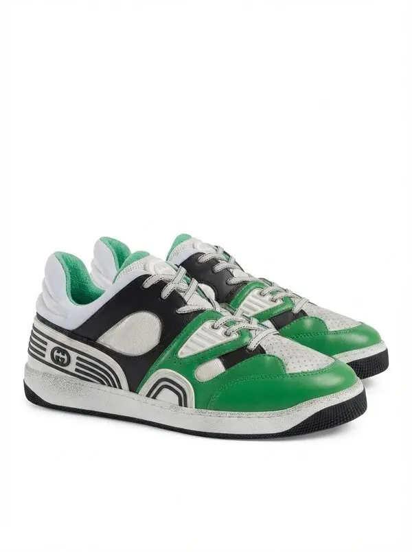 Gucci Basket Round Toe Lace-up Sneakers