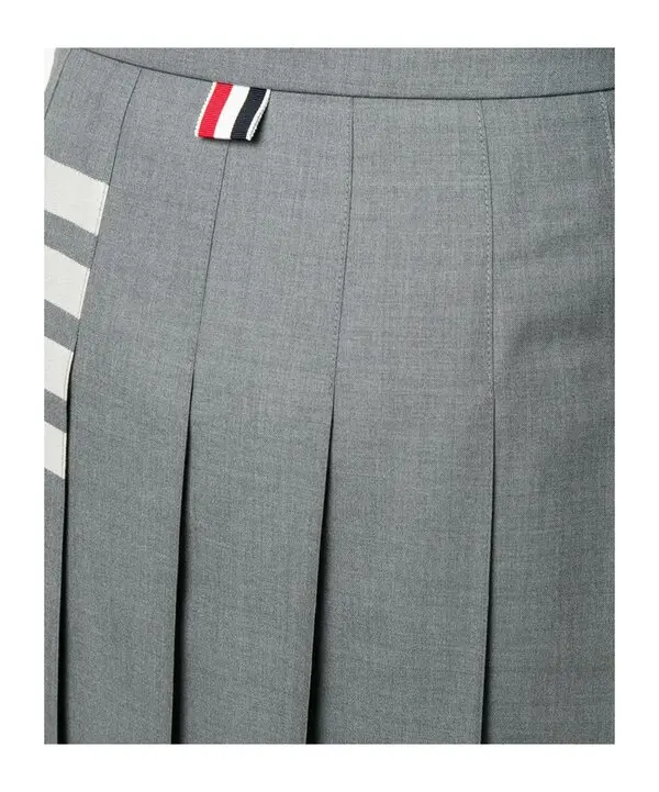 Thom Browne Pleated Mini Skirt With Four-bar Detail - Medium Gray