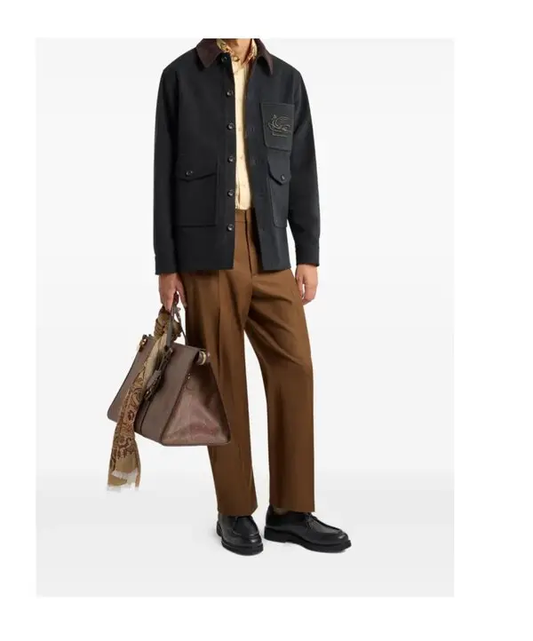 Etro Pegaso Embroidered Flap Pocket Jacket - Black