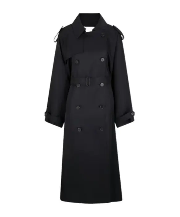 THE FRANKIE SHOP Veyron Belted Trench Coat - Black